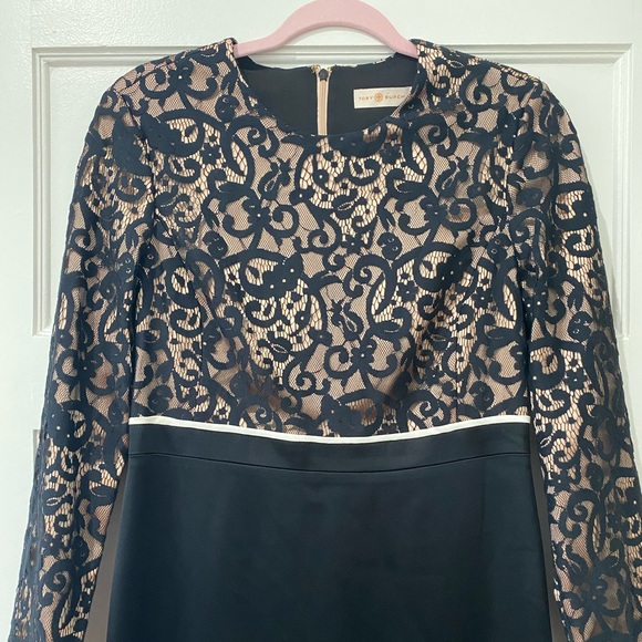 Tory Burch | Dresses | Tory Burch Dress Black Lace Color Block Formal ...